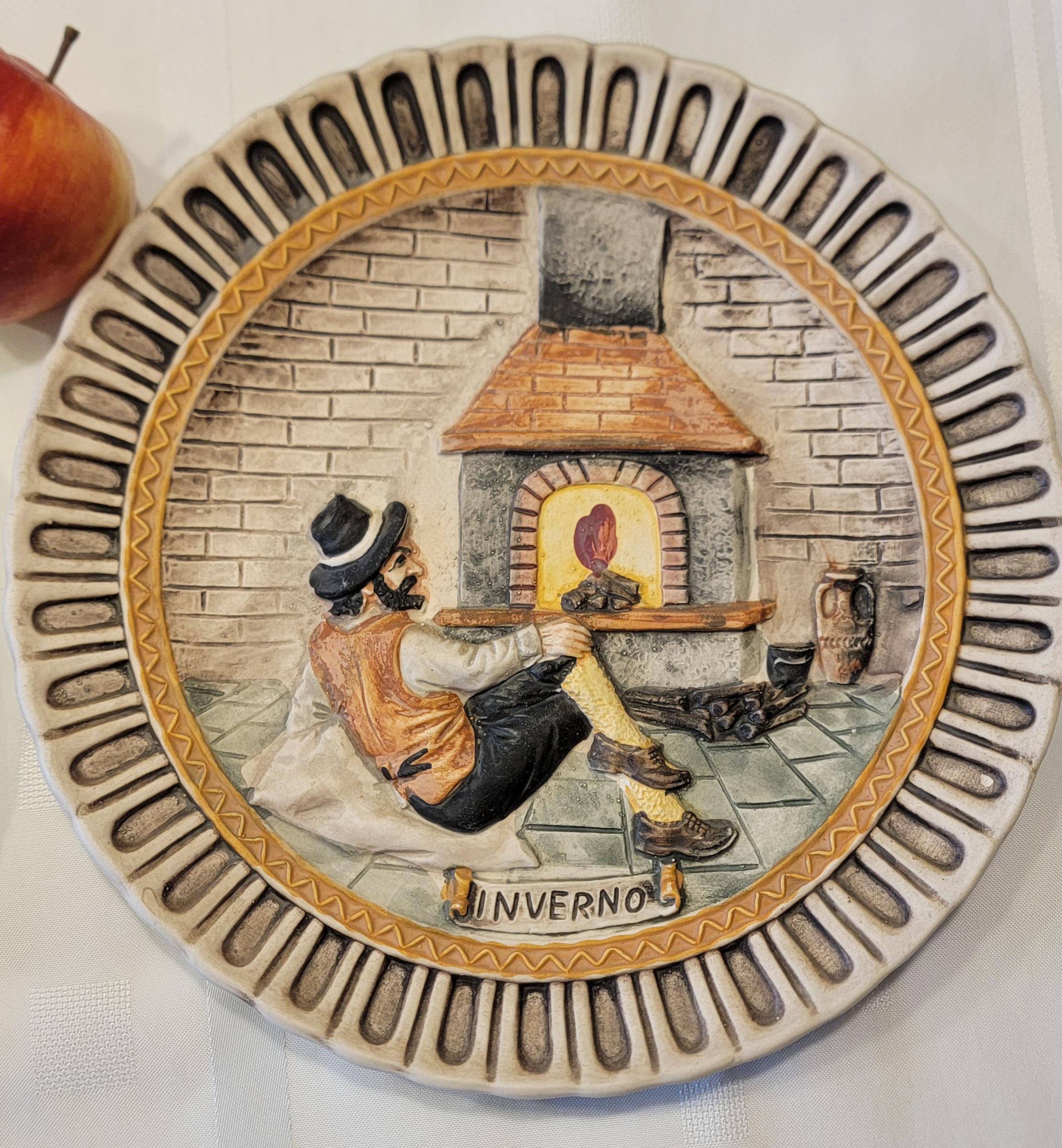 Il Falco BREVETTATO Italian Pottery Handpainted Seasons Plates Set of 2 ...