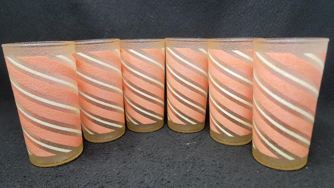 Tumblers Drinking Glasses Pastel Candy Stripe Swirl Textured MCM ...