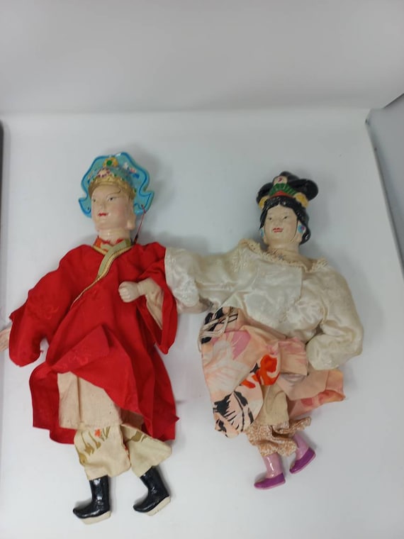 Antique Hand Made Chinese Collectible Doll Puppets Set of 2 - Etsy