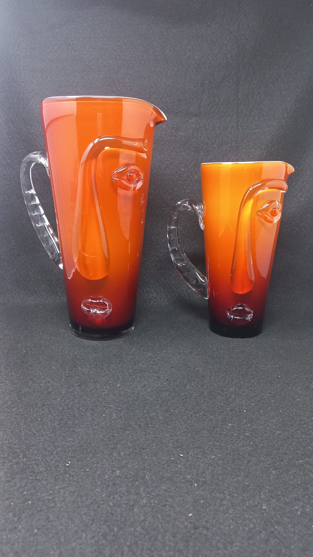 Vintage Murano Face Glass Pitcher Vase/jug - Etsy