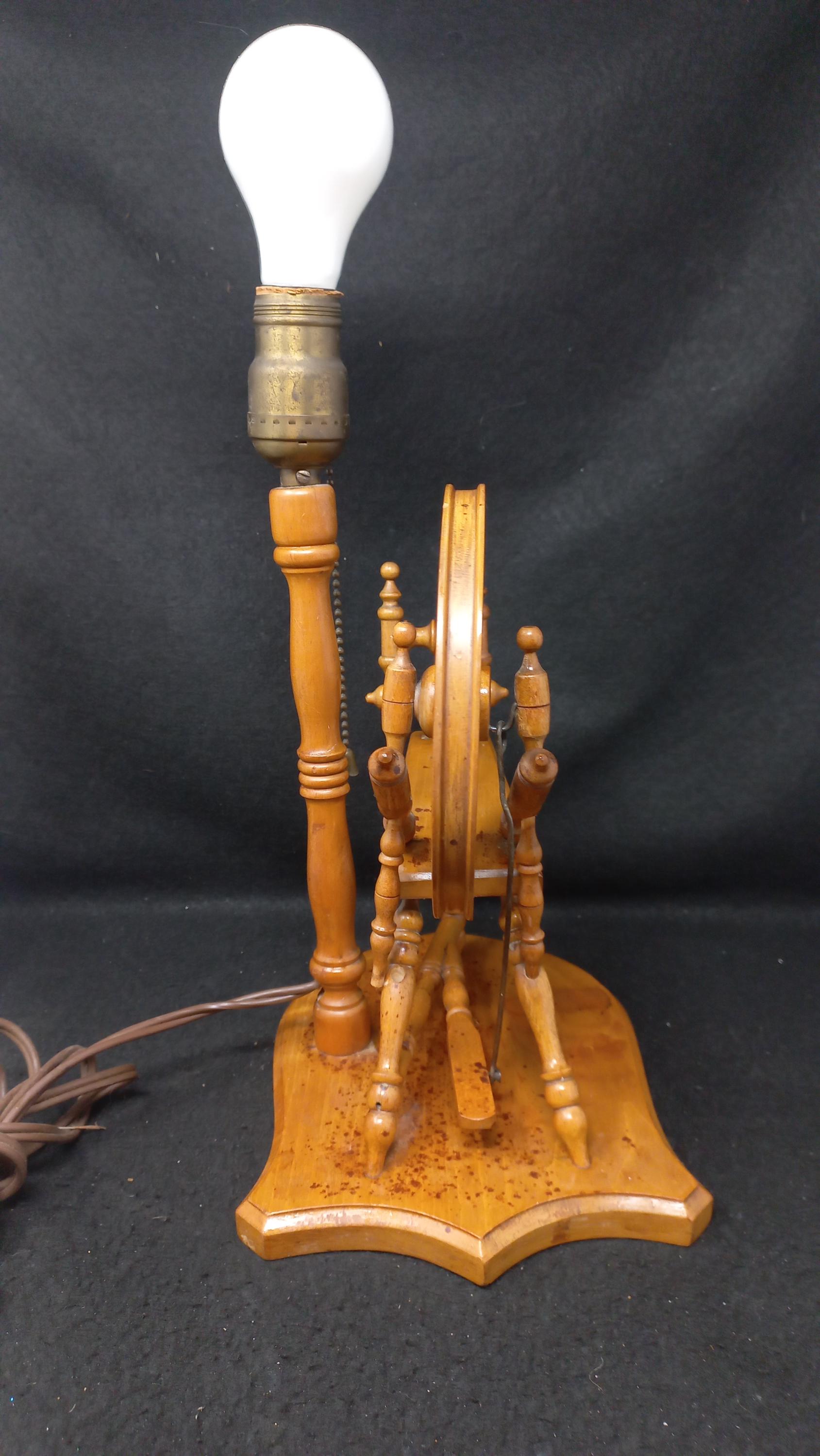 Vintage Spinning Wheel Wood Lamp Country Cottage Boho. F Primative. F4 ...