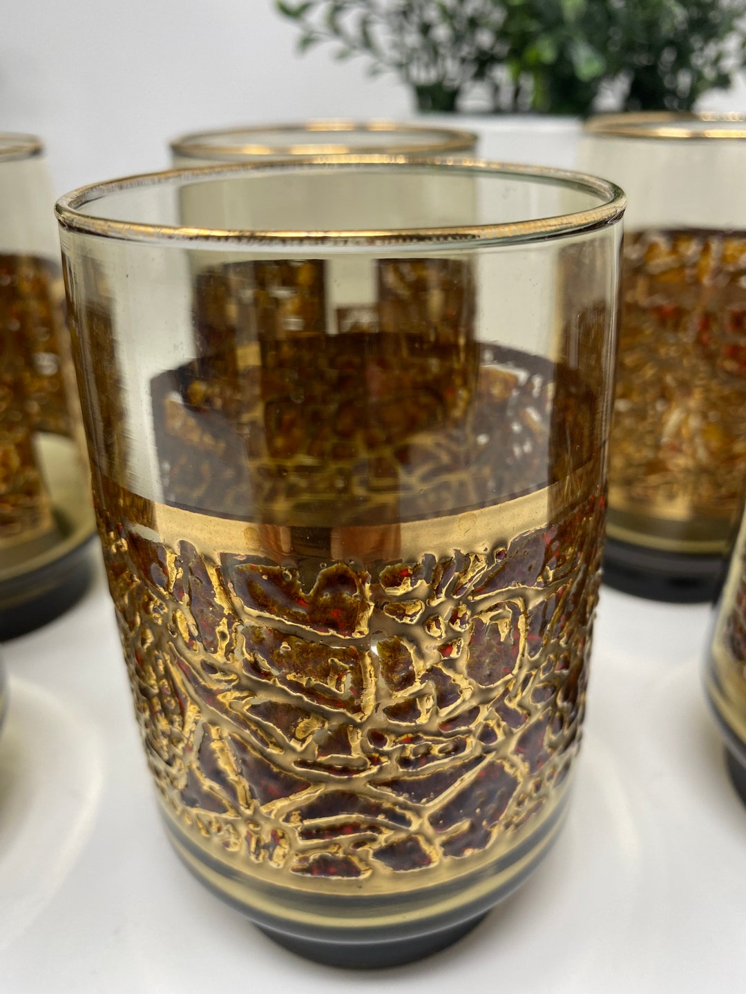Midcentury Libbey Brown and Gold Drinking Glasses - Etsy