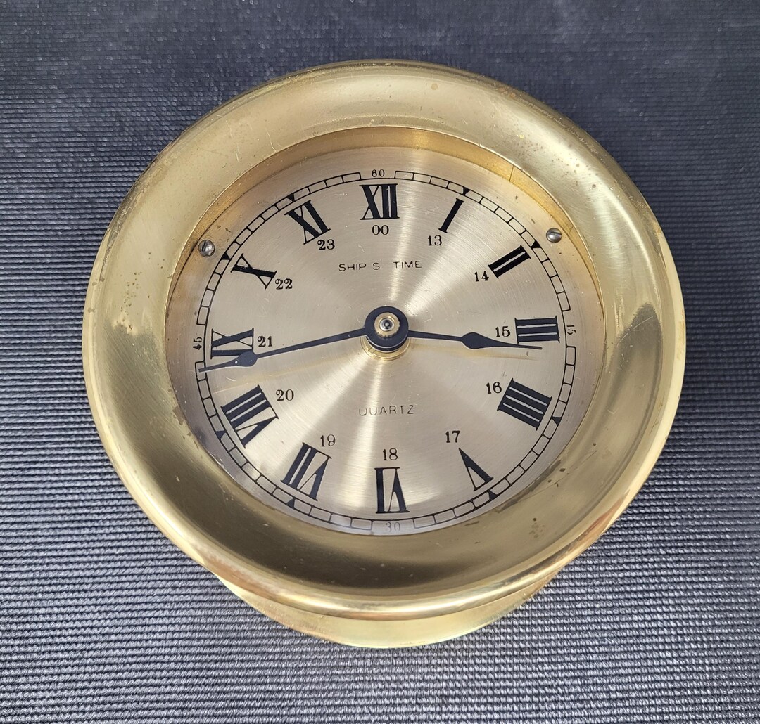 Vintage QUARTZ Brass Ships Time Clock Wall Vintage Boat Antique - Etsy