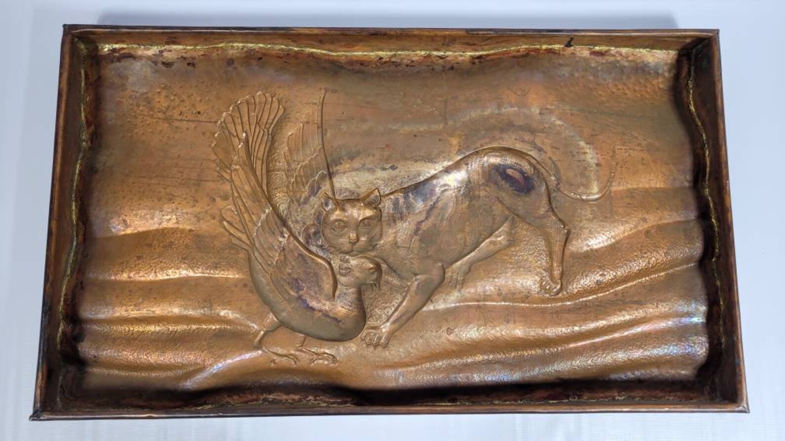 Vintage Cellini 1969 Copper Handcrafted Art Lioness With Bird Hunt ...