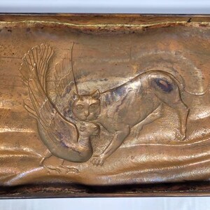 Vintage Cellini 1969 Copper Handcrafted Art Lioness With Bird Hunt ...