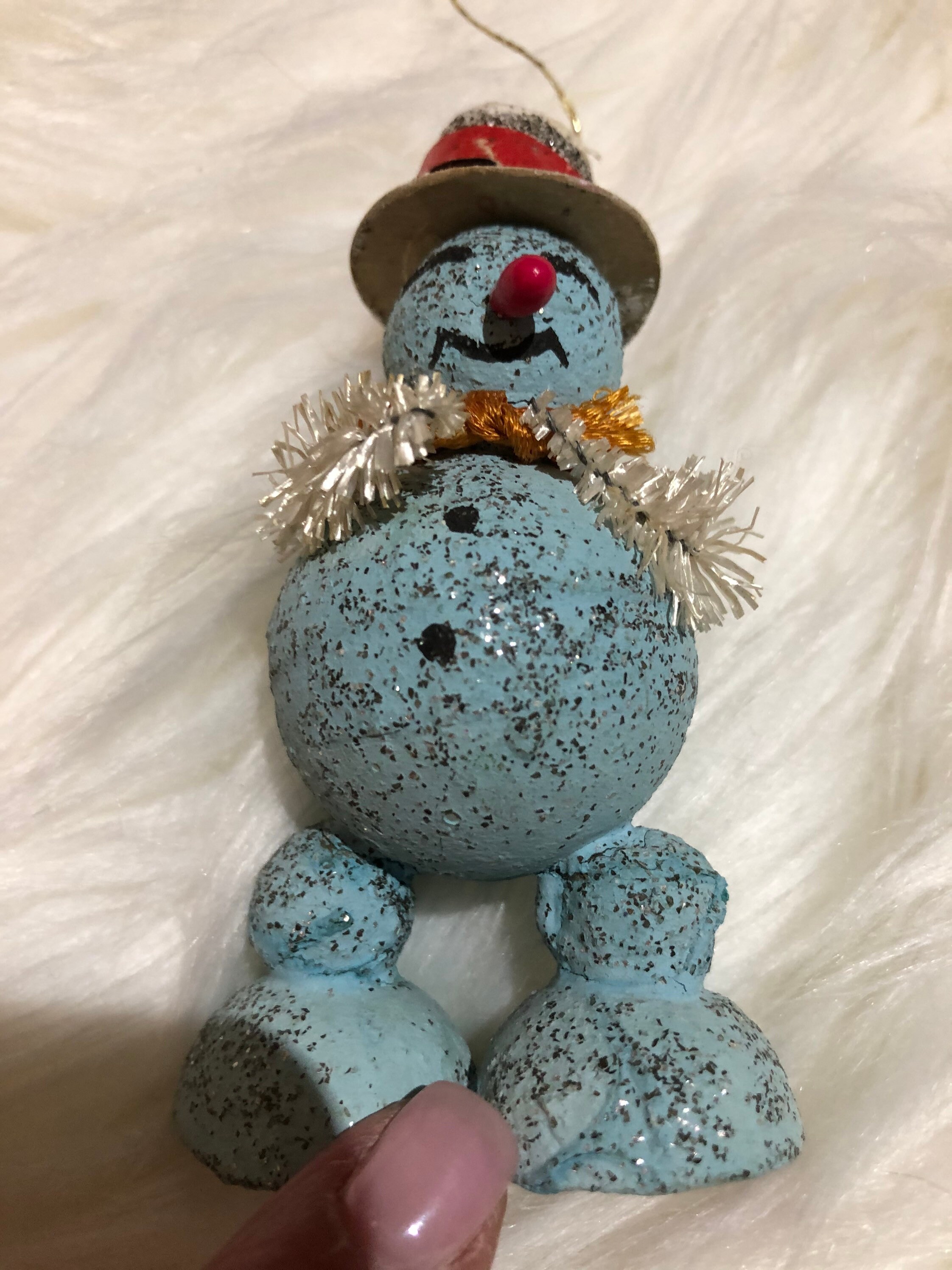 Vintage Snowman Paper Mache Blue Mica MCM Holiday. Made in - Etsy