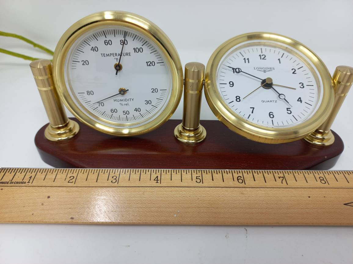 Vintage Longines Desk Clock With Temperature and Humidity Made | Etsy