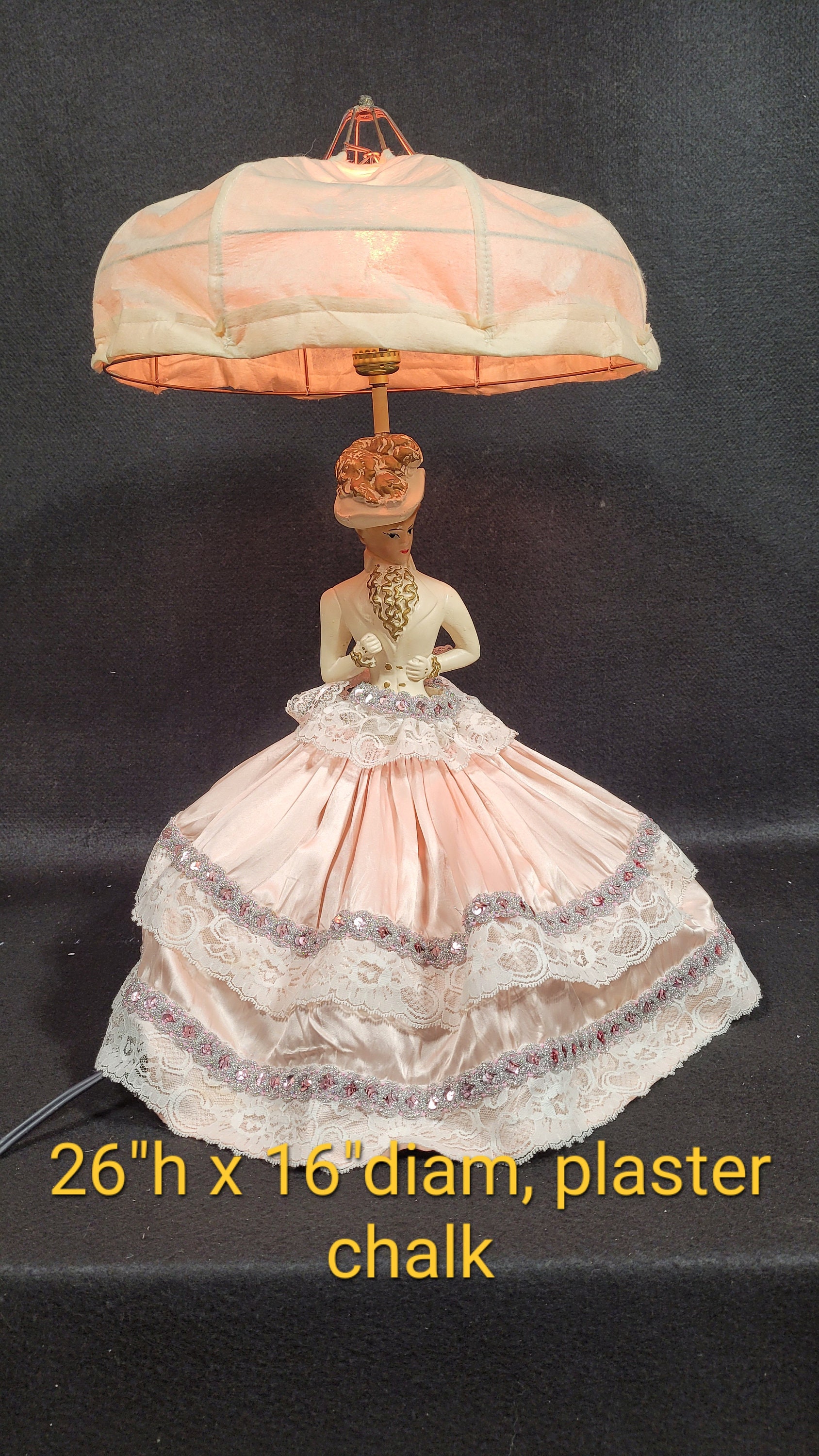 Vintage 1960s CHALKWARE Lady Lamp 0724. B4 - Etsy