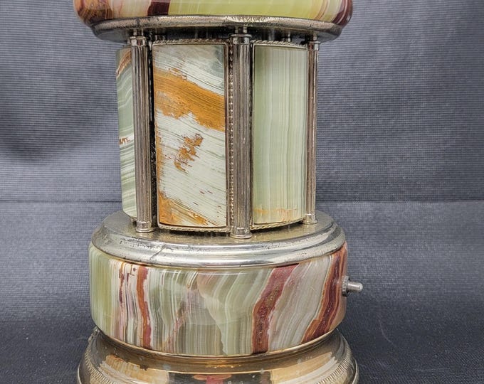 Vintage REUGE SIMO Florence Onyx Carousel Music Box Cigarettes/lipstick ...