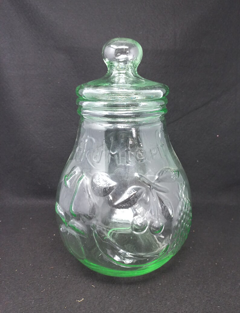 Retro Rumtopf Green Glass Cookie Jar. S3 - Etsy