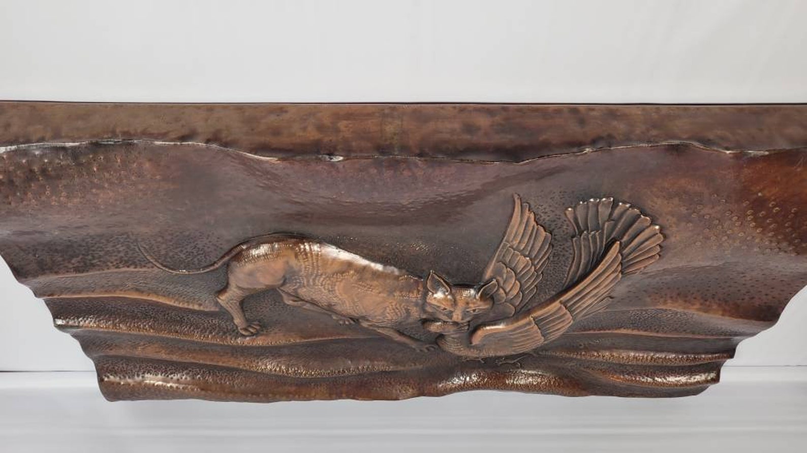 Vintage Cellini 1969 Copper Handcrafted Art Lioness With Bird Hunt ...