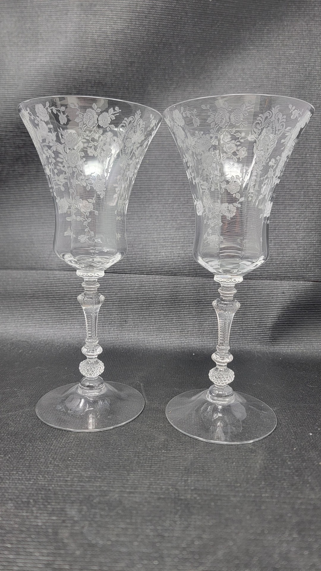 Cambridge Glass Rose Point Stem 3500goblets 8 3/8’' TALL - SET OF 2. S7 ...