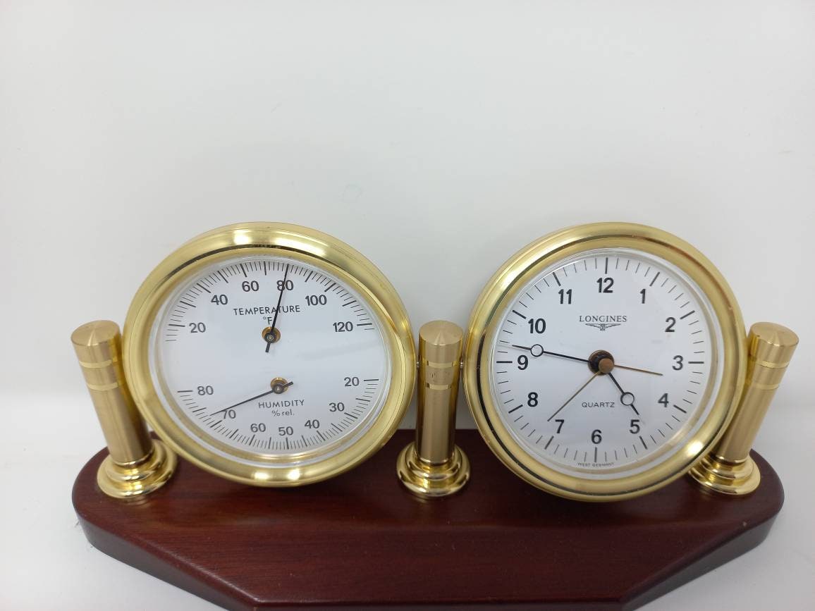 Vintage Longines Desk Clock With Temperature and Humidity Made | Etsy