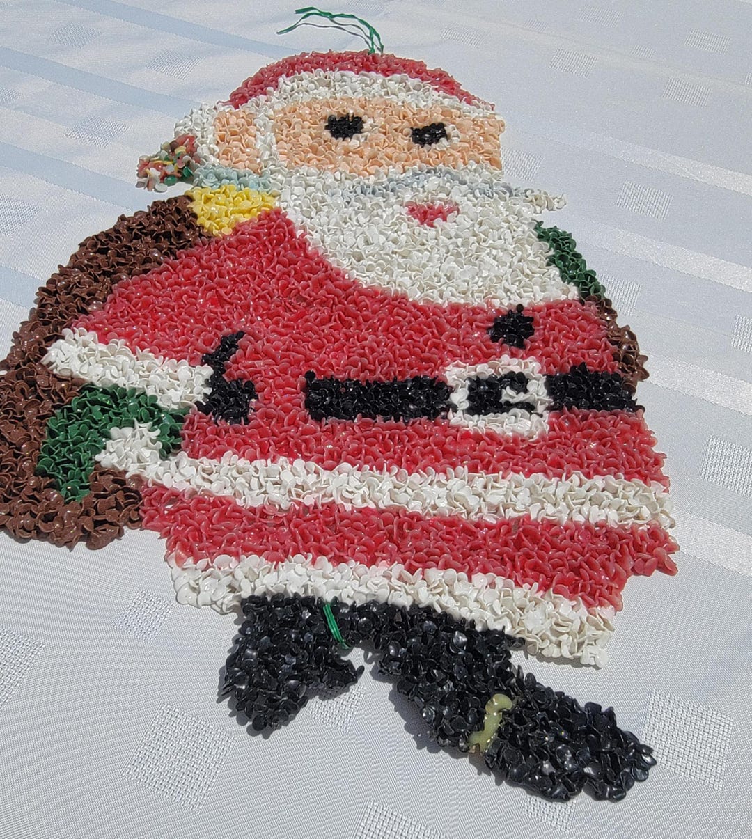 VTG Christmas Santa Claus Melted Popcorn Plastic Hanging Decorations ...