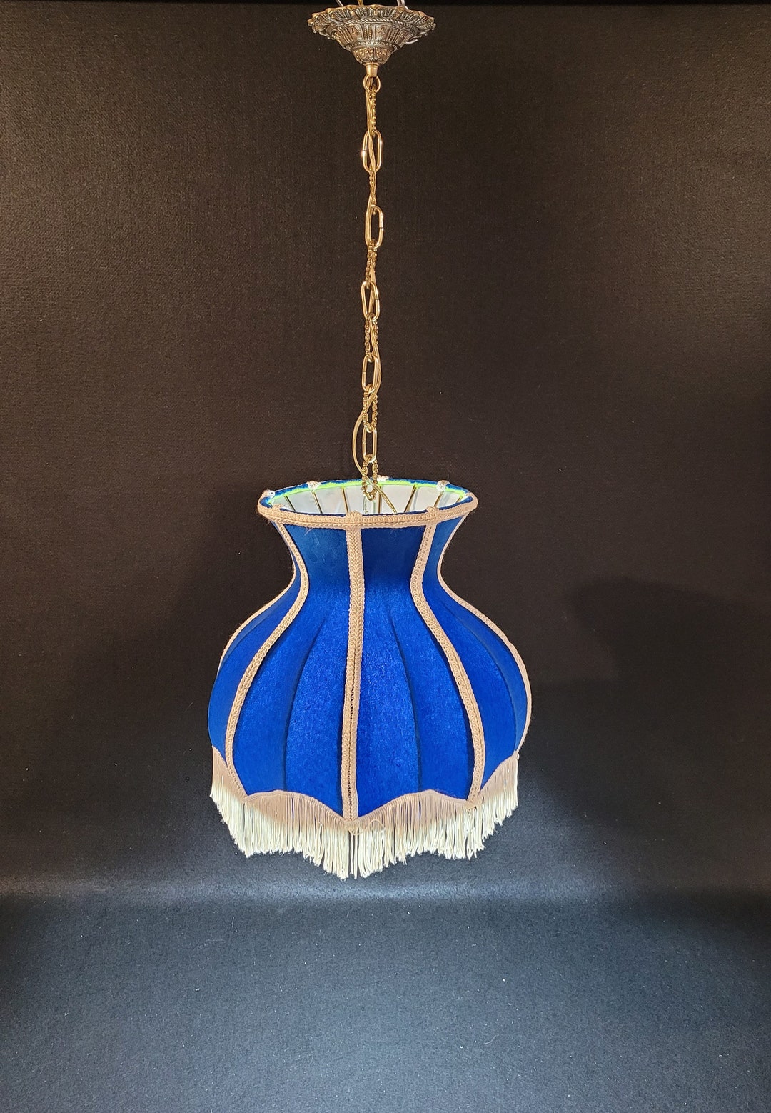 Vintage Velvet Victorian Swag Ceiling Lamp With Fringe. Shp. - Etsy
