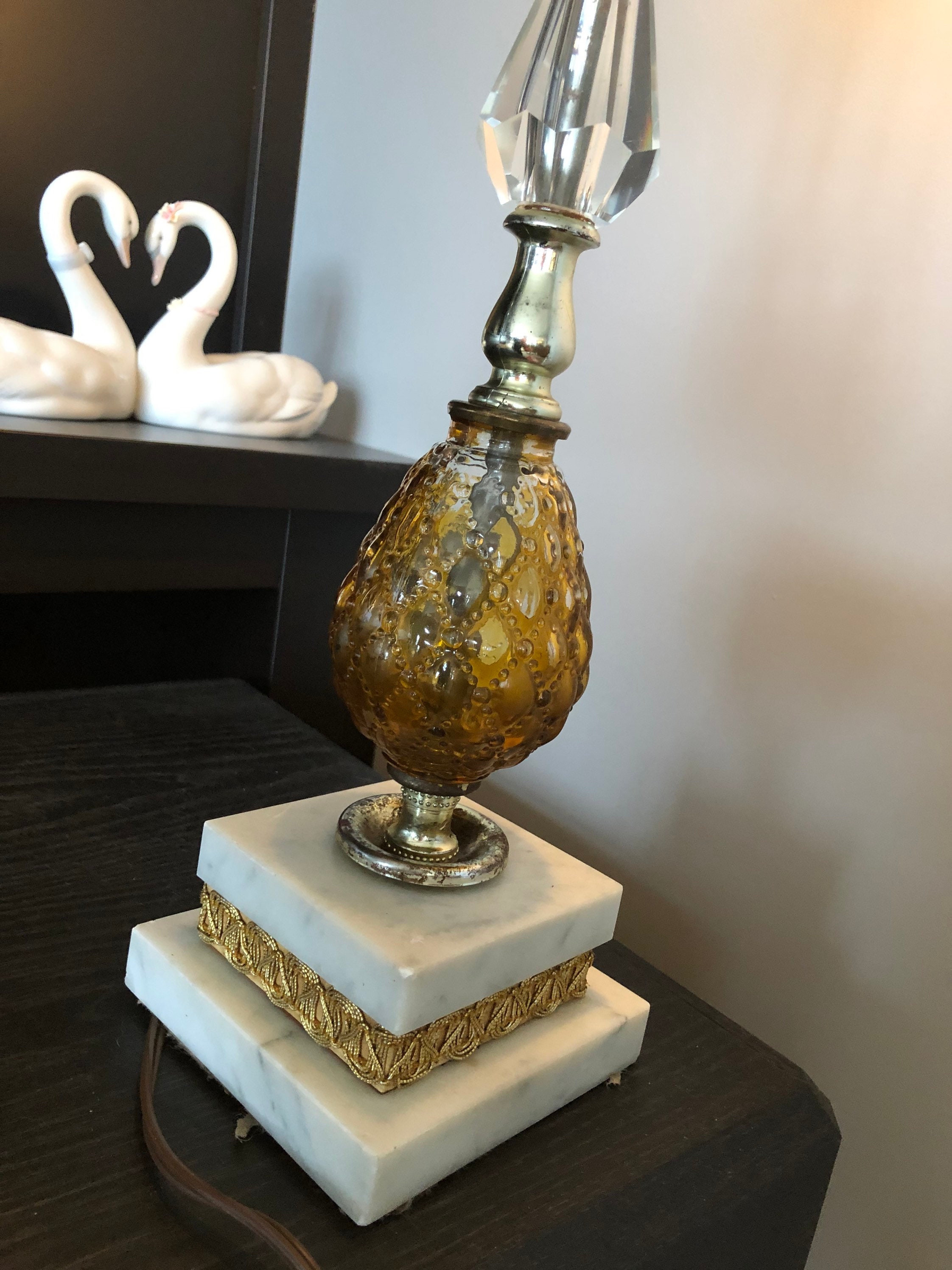 Vintage Hollywood Regency Amber Table / Bedroom Lamp Italian Decor. - Etsy