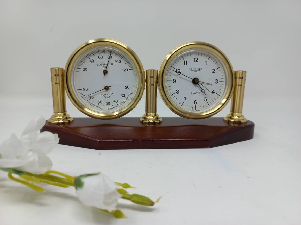 Vintage Longines Desk Clock With Temperature and Humidity Made | Etsy