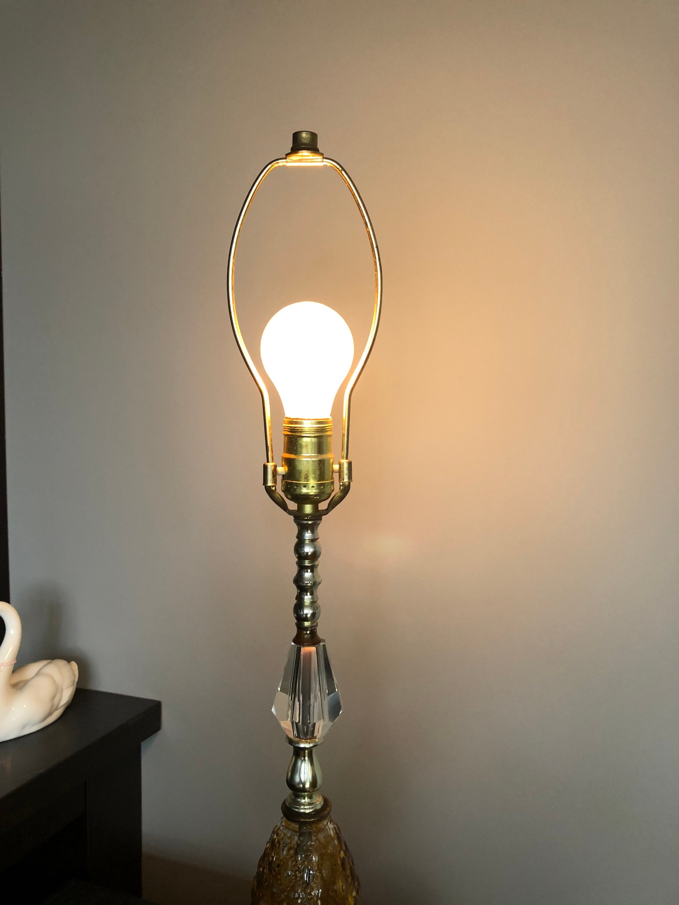 Vintage Hollywood Regency Amber Table / Bedroom Lamp Italian Decor. - Etsy