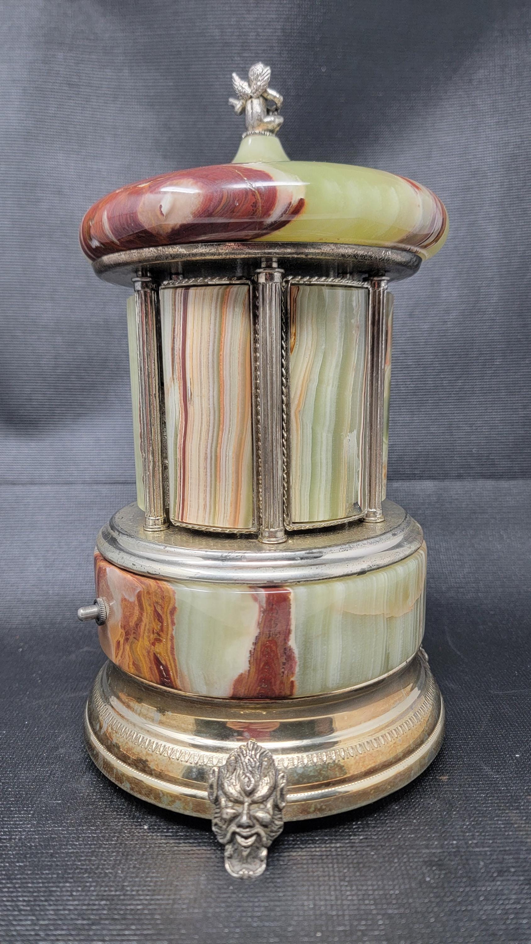 Vintage REUGE SIMO Florence Onyx Carousel Music Box Cigarettes/lipstick ...