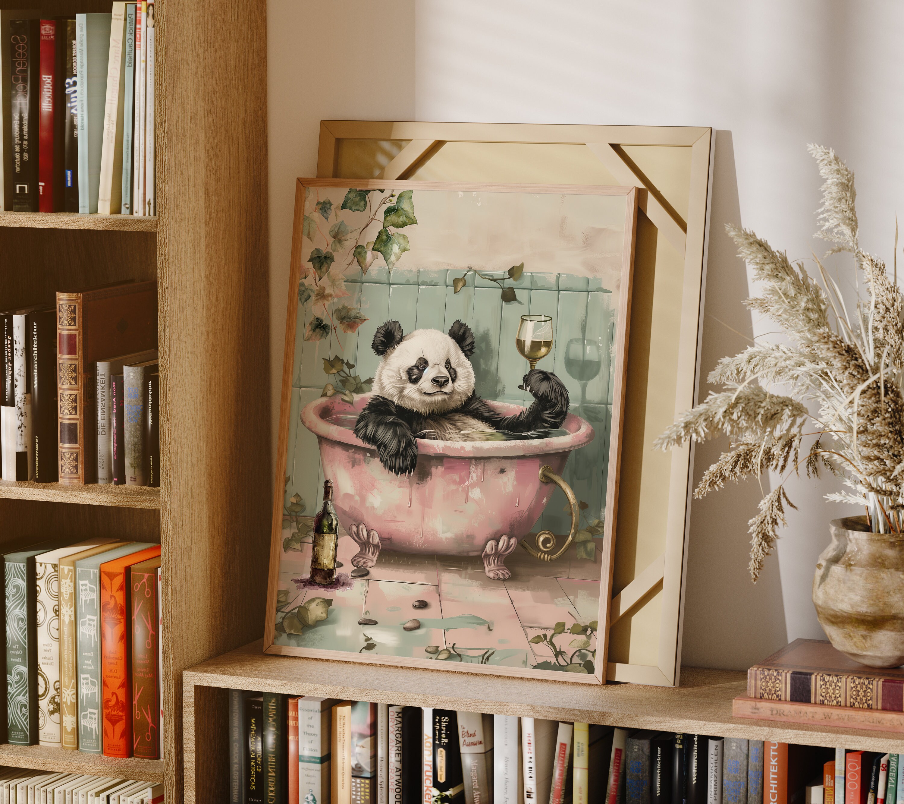 Panda Bathroom Print, Funny Animal Poster, Panda in Bath Tub Print ...