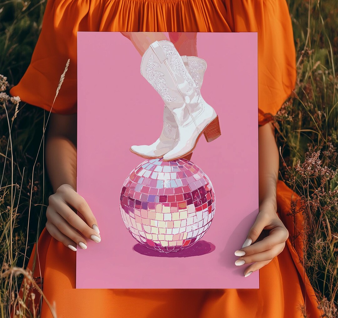 Disco Ball Print - Cowgirl Poster, Western Glam Wall Art, Girls Room ...