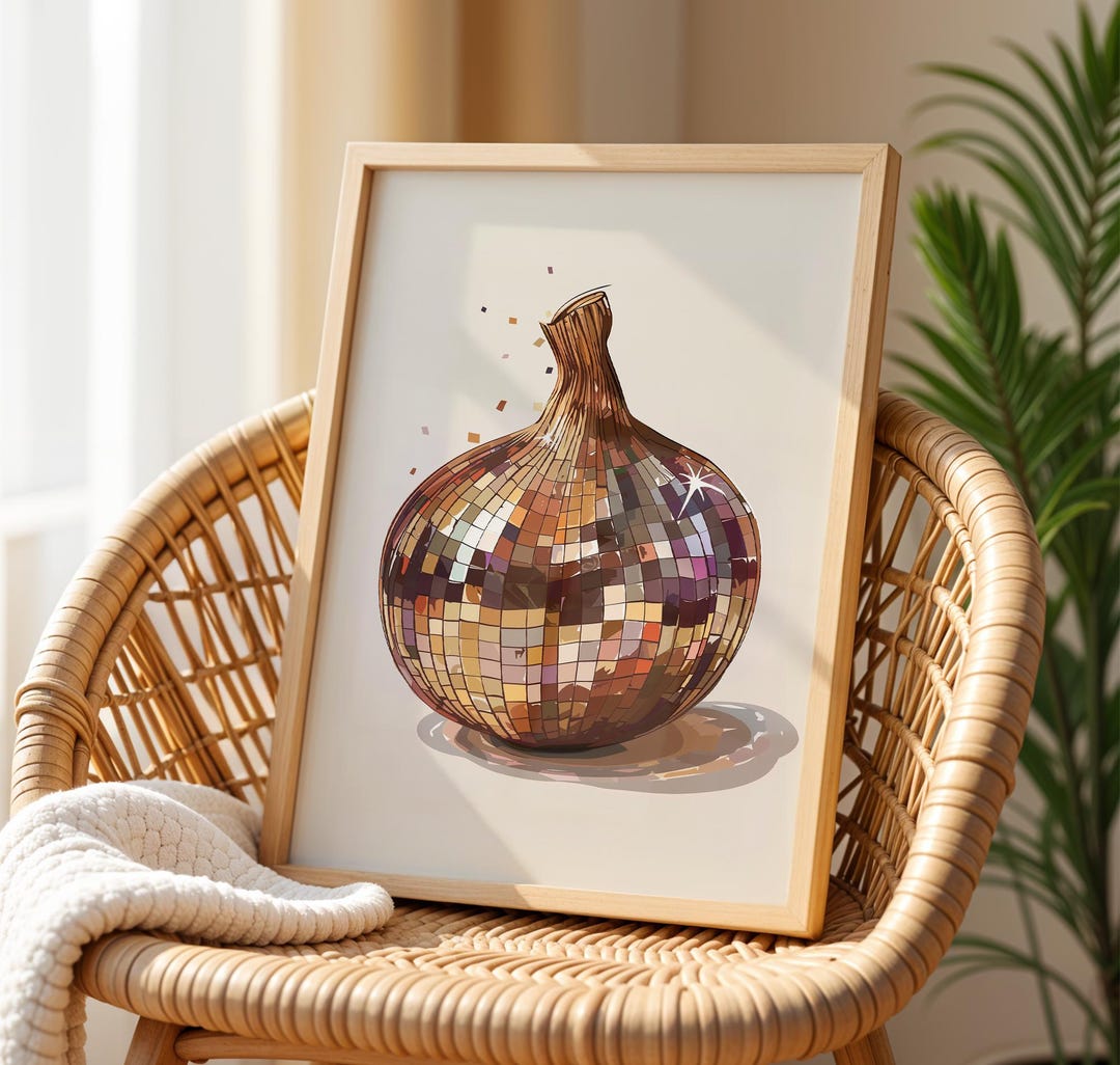 Vegetable Disco Ball Print - Onion Wall Art - Kitchen Wall Art, Dining ...