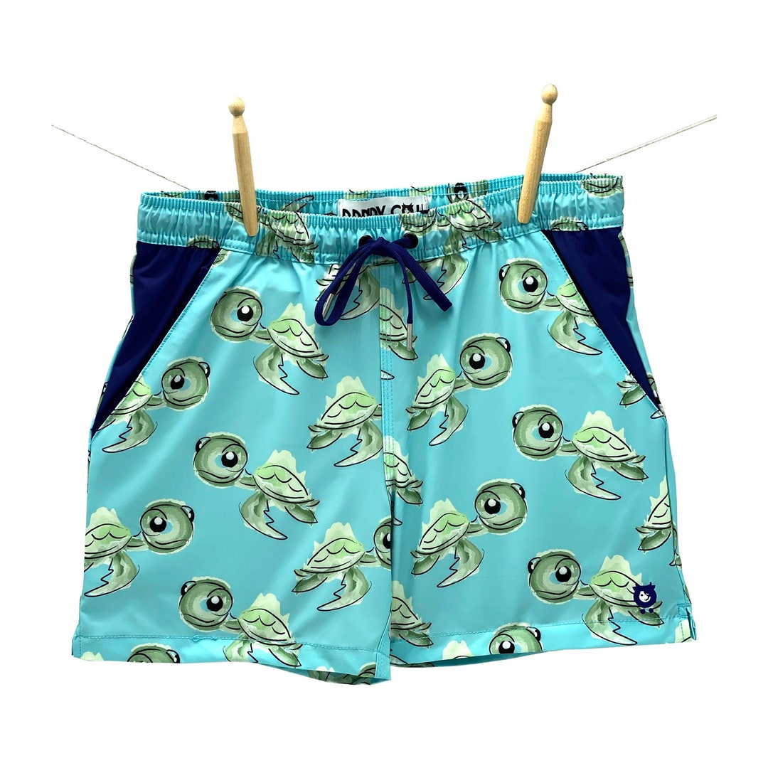 Turtle Swim Shorts With Waterproof Pocket - Etsy