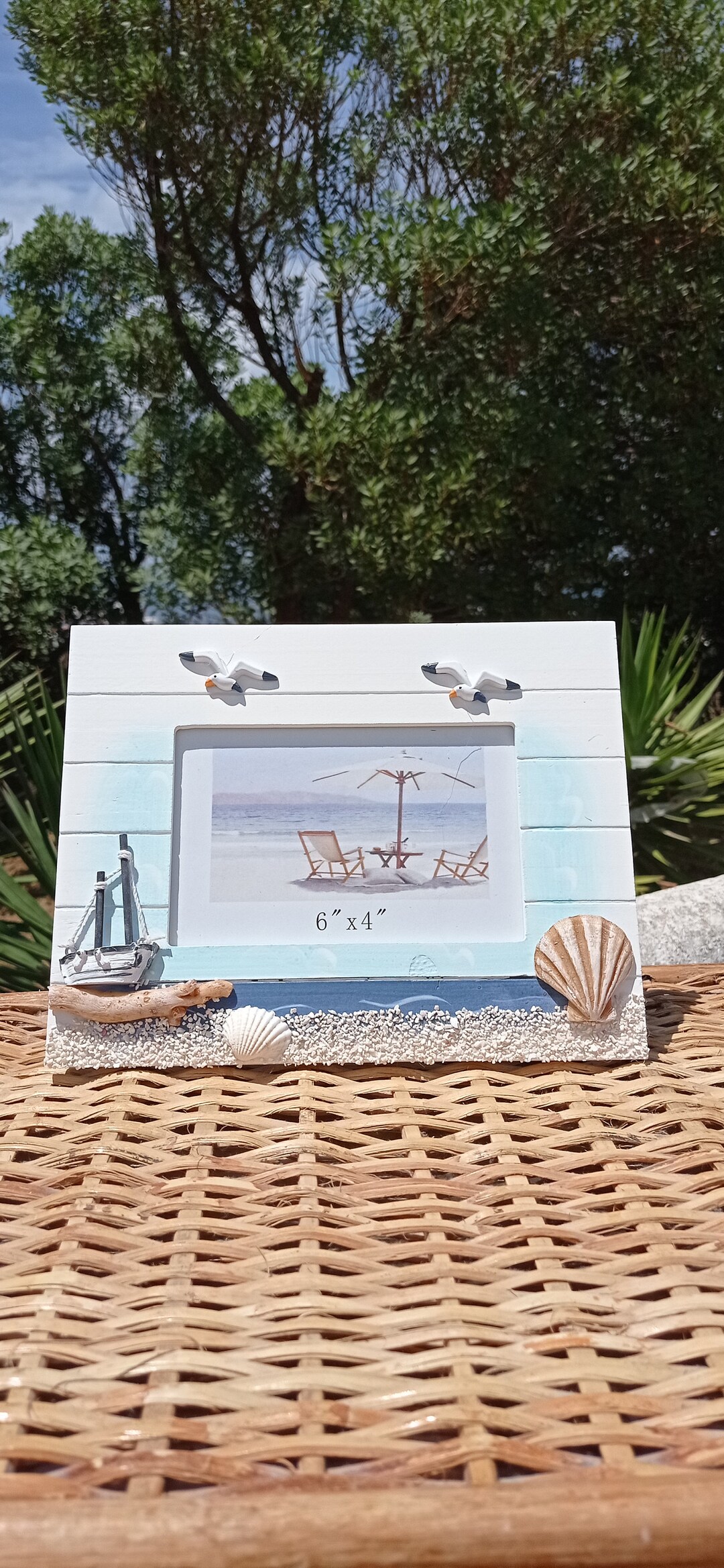White Picture Frame Handmade With Boat and Shell - Etsy