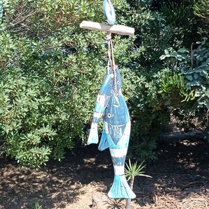 Evil Eye With Wood Fish Patio Outdoor Hanging Decoration - Etsy