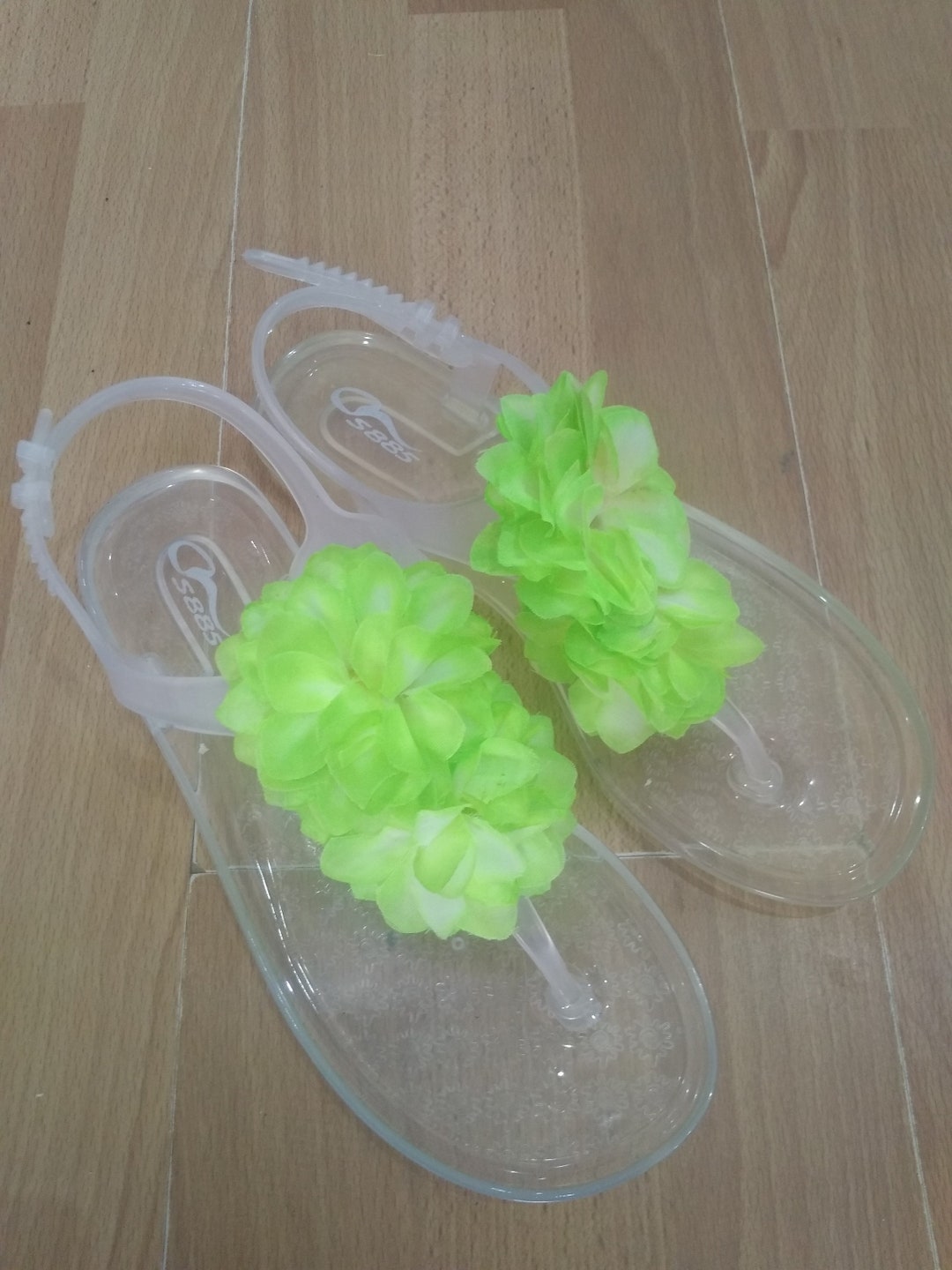 Plastic Flip Flops Sandals With Flowers - Etsy