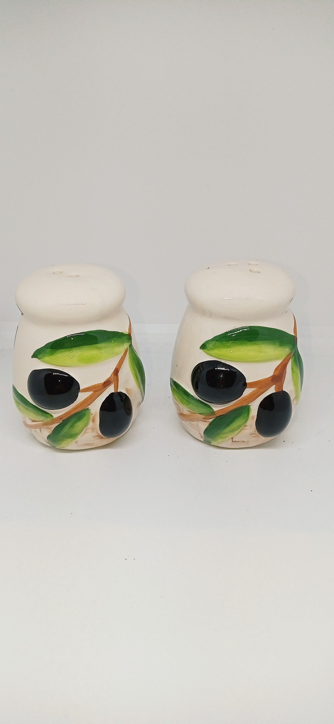 Salt and Pepper Ceramic Set Olive - Etsy