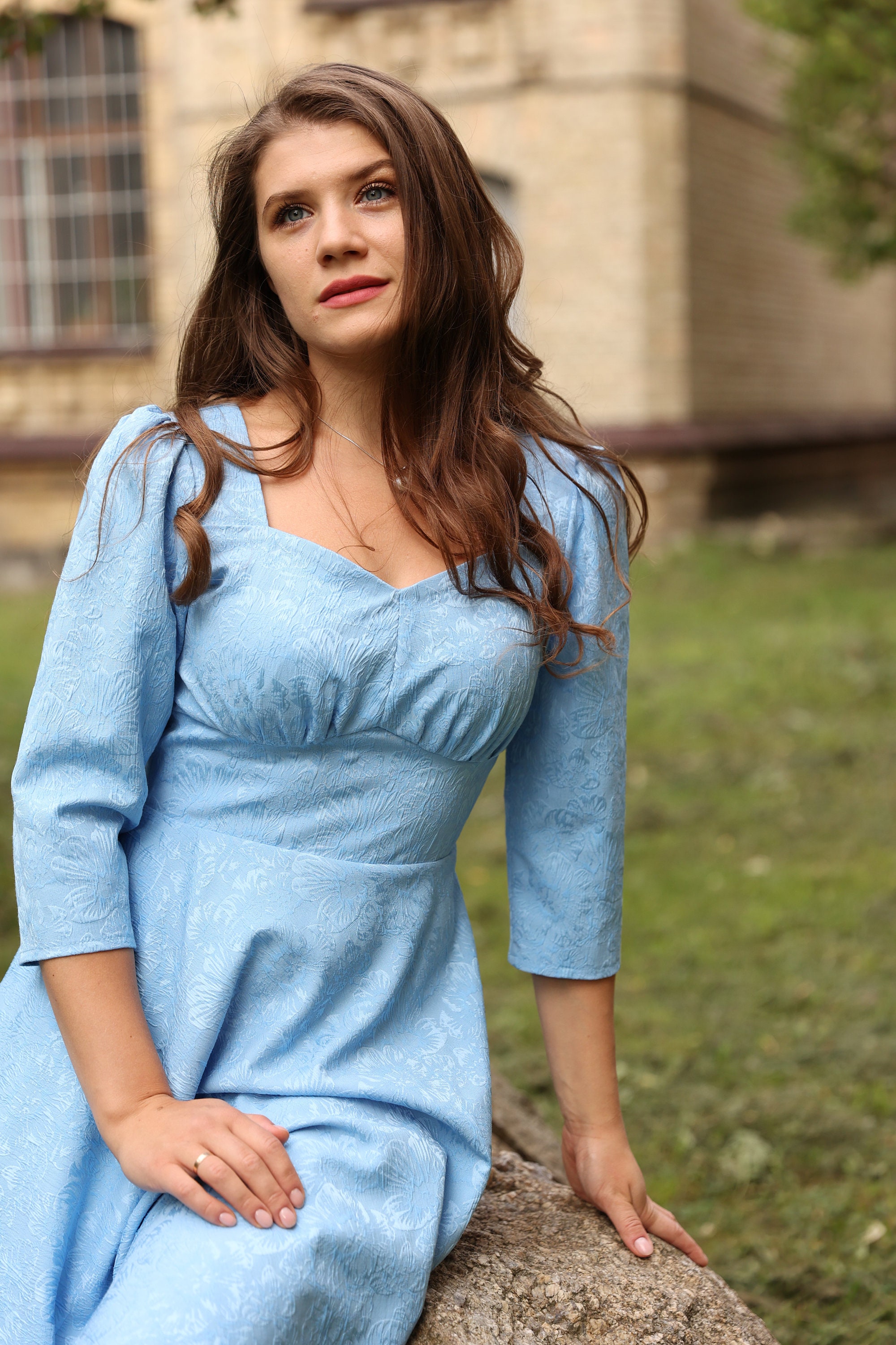 Lydia Dress. Jacquard Dress. Cotton Jacquard. Pearl Buttons - Etsy