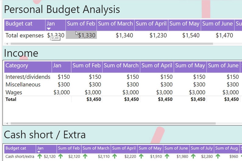 Power Bi Personal Budget Planner Dashboard Includes simple | Etsy