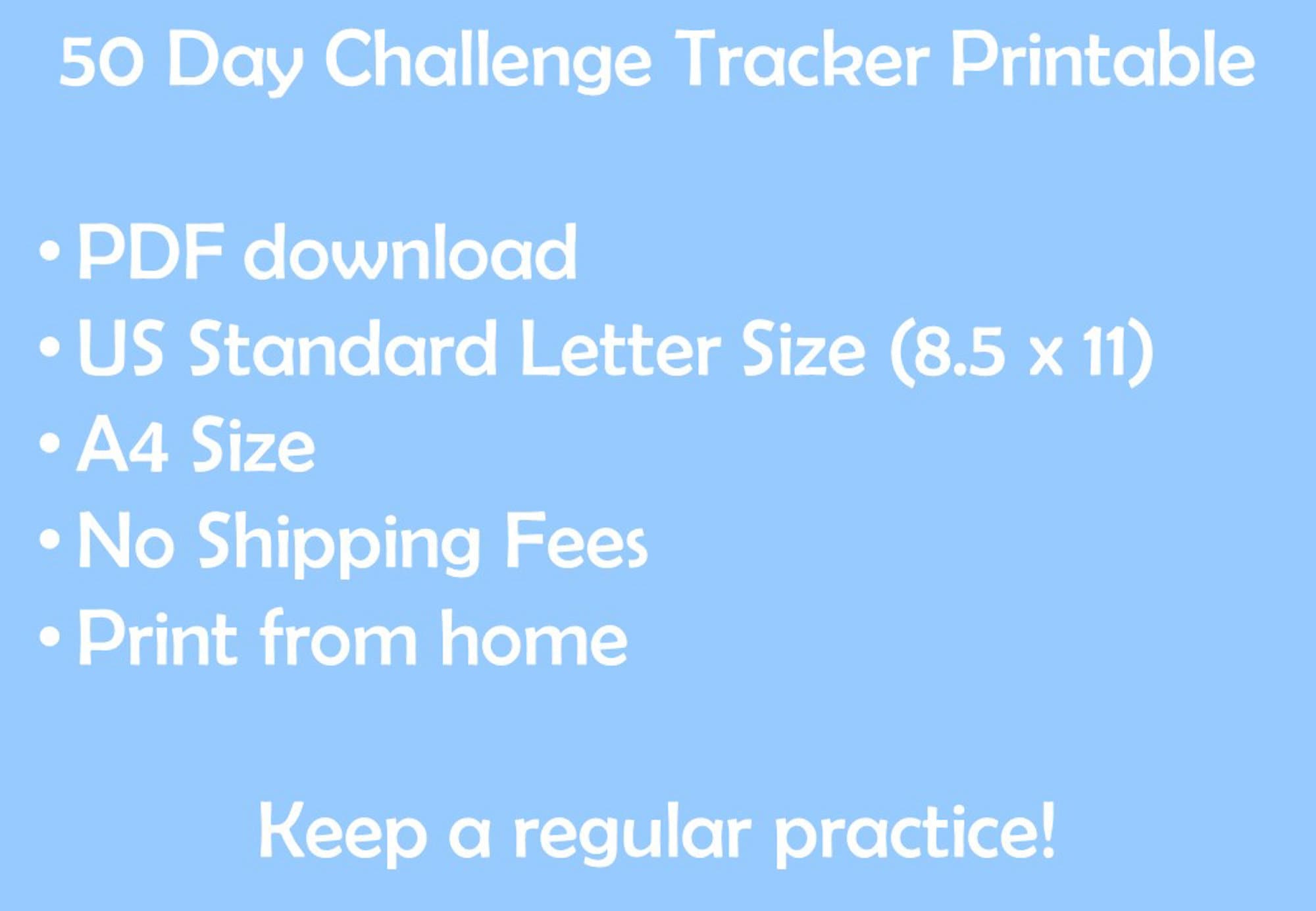 50 Day Challenge Music Practice Tracker Printable | 50 Day Goal Tracker ...