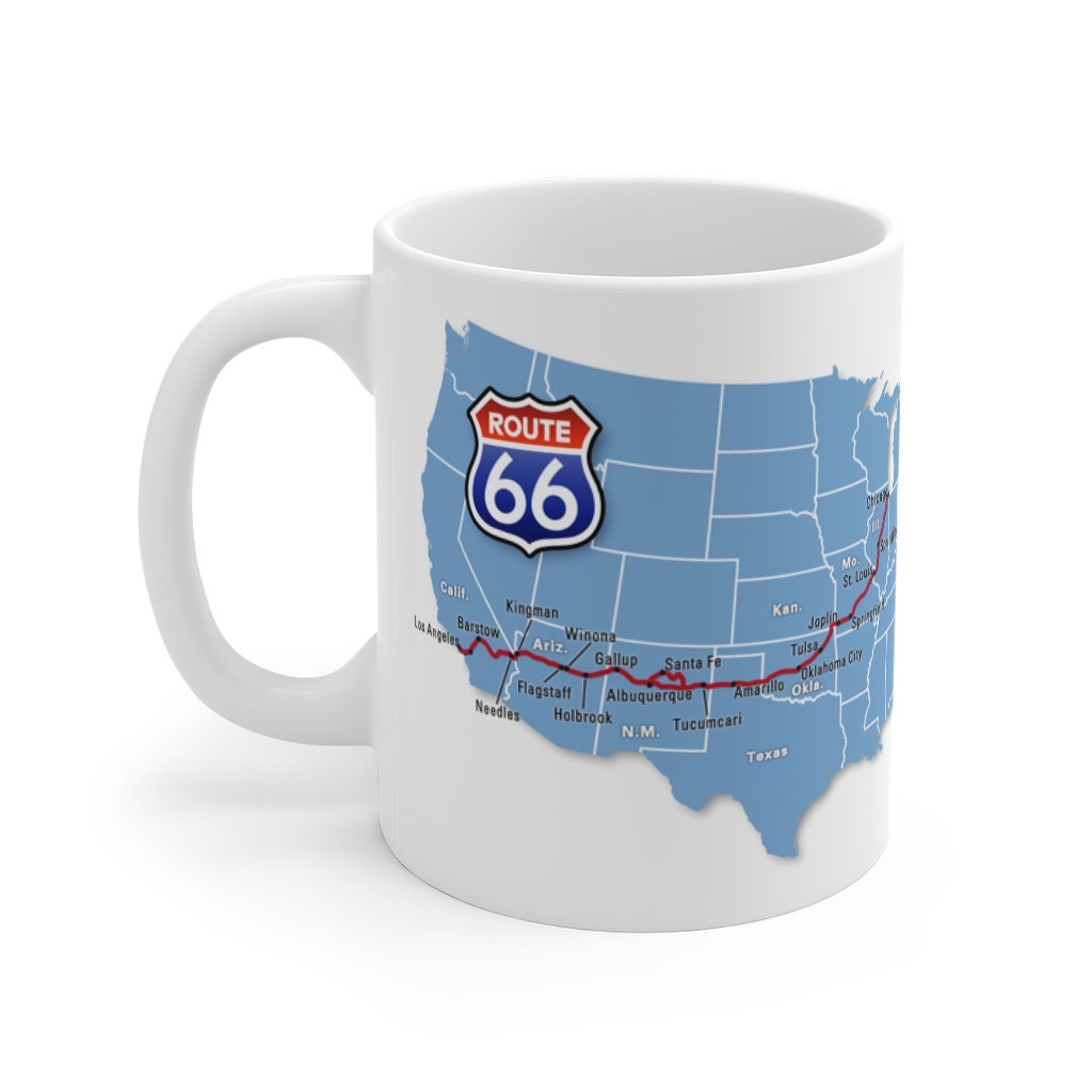 Historic Route 66 | Full Map | 11-oz Coffee Mug | USA Travel Lovers ...