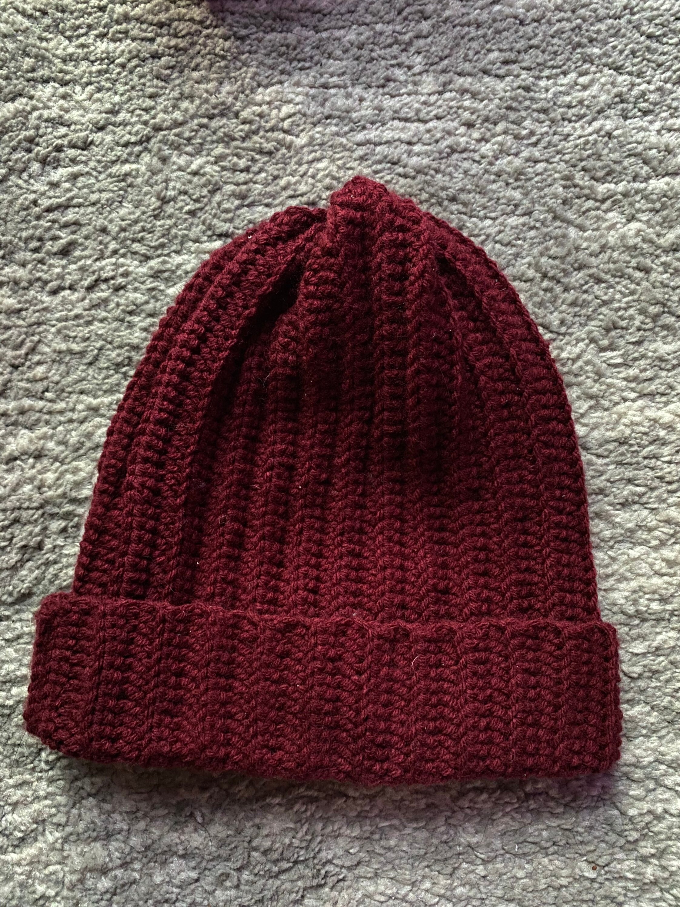 Burgundy Winter Beanie, Adjustable Brim, Slouchy Beanie, Adult, Unisex ...
