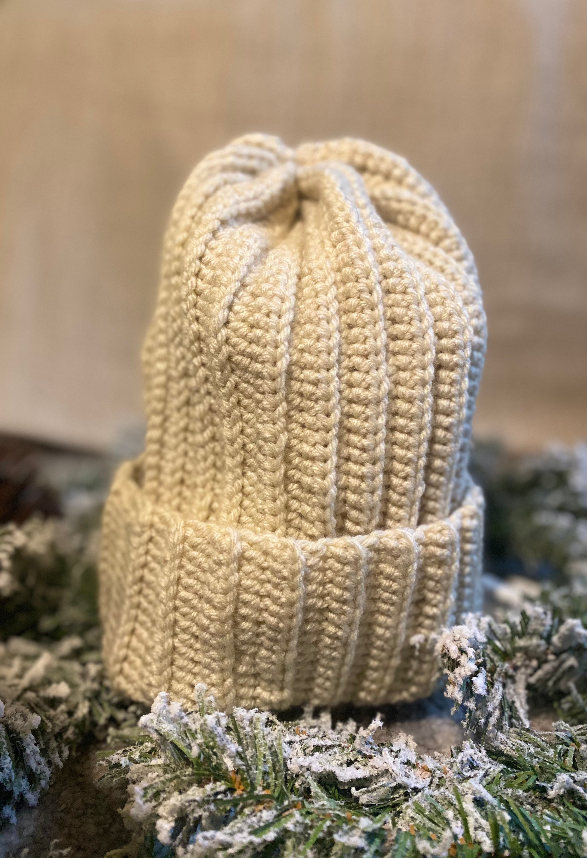 Chunky Winter Mütze, häkeln Erwachsene Creme / Off White Hut ...