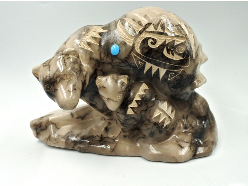 Native American Pottery Horse Hair Bear and a Cub Navajo - Etsy