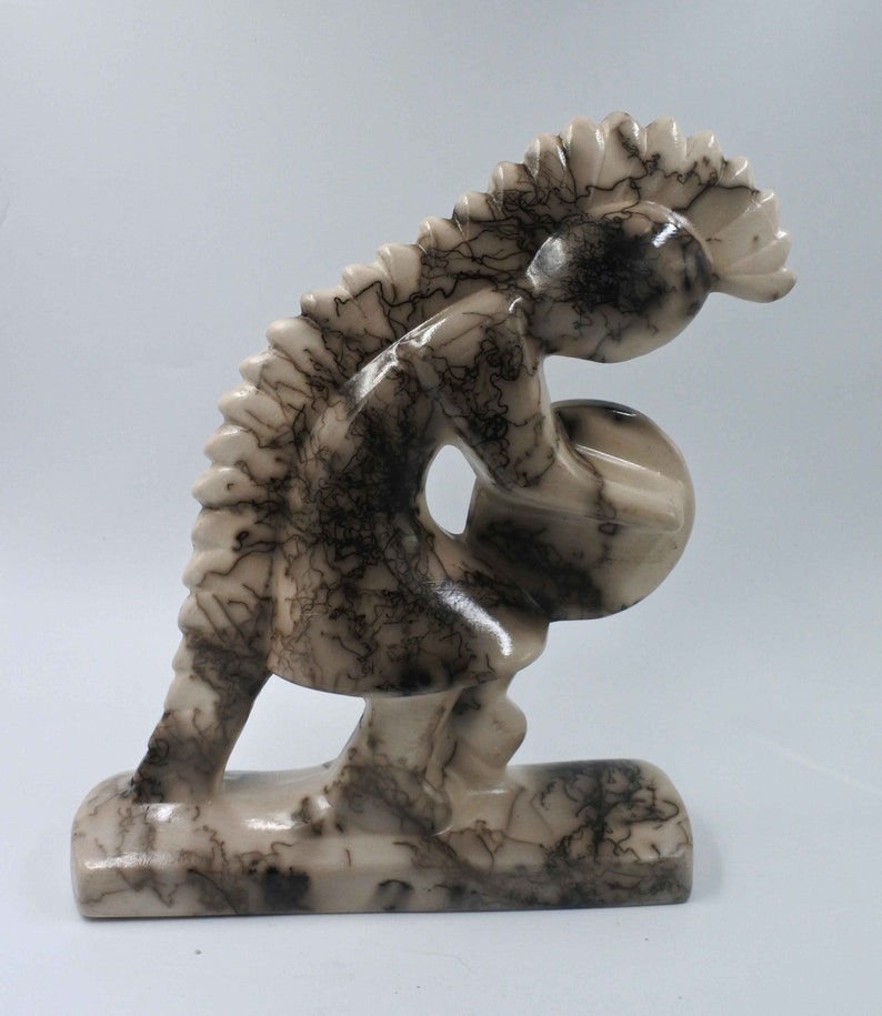 Native American Pottery Shield Warrior Sculpture Horse Hair With ...