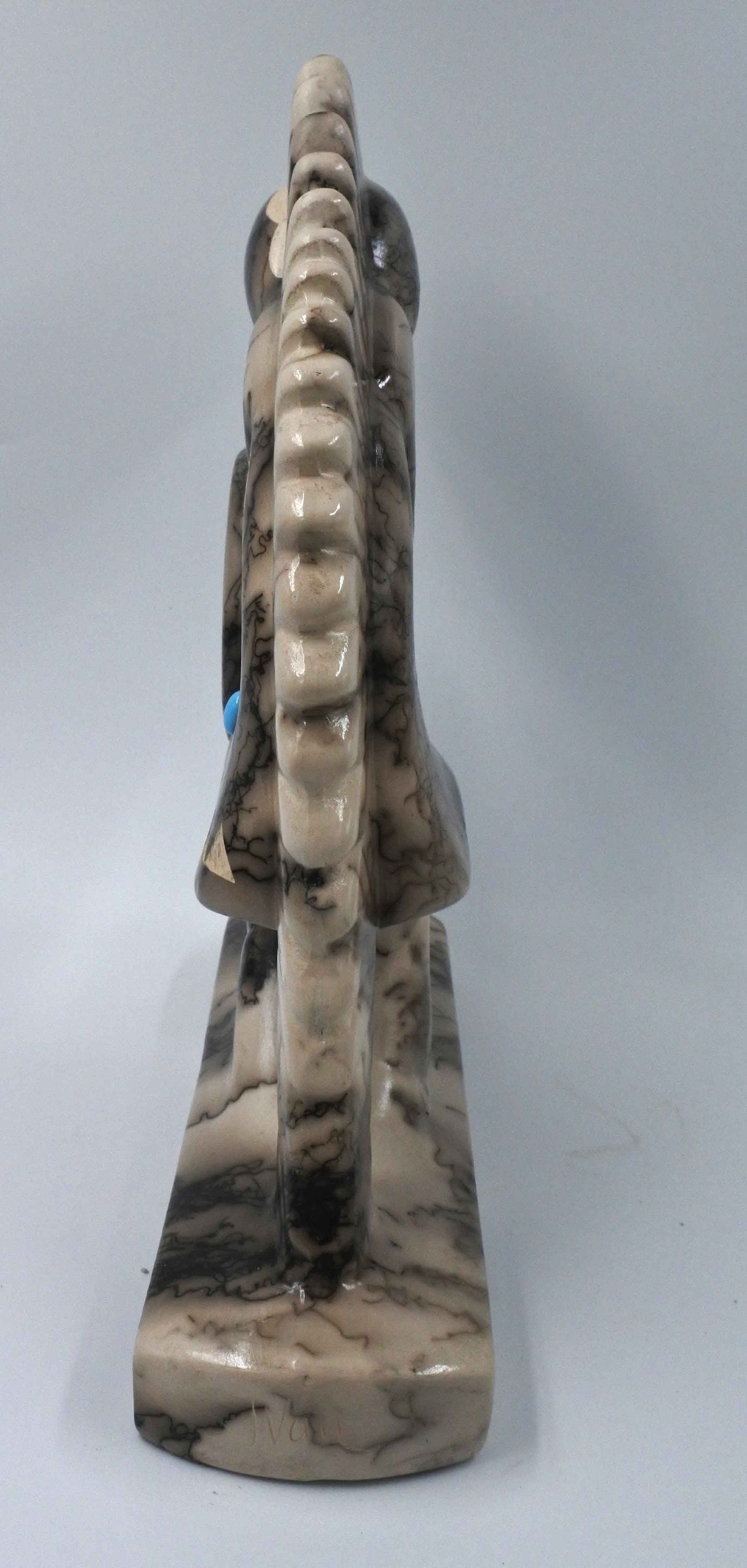 Native American Pottery Shield Warrior Sculpture Horse Hair With ...