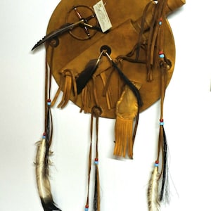 12" Diameter Native American Navajo Rustic Mandala Bone Knife Shield ...