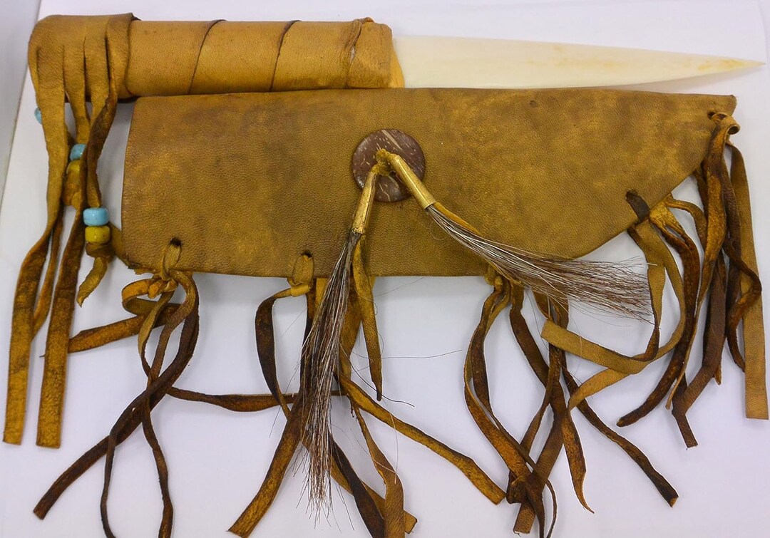 Navajo Bone Knife Handmade Buckskin Leather Sheath by Curtis Bitsui - Etsy