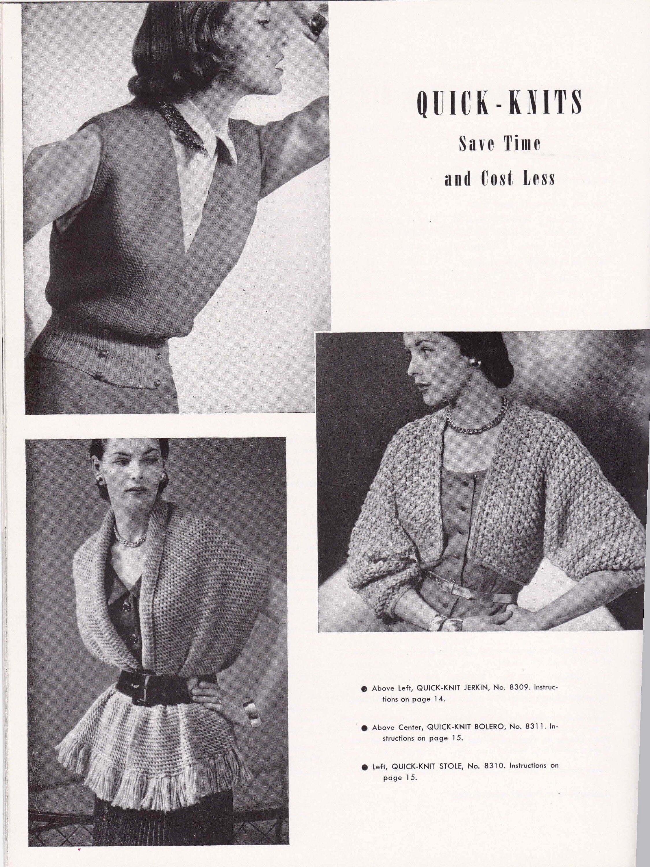 3 Vintage Knit PATTERN PDF Downloads, Women's Jurkin, Stole and Bolero ...