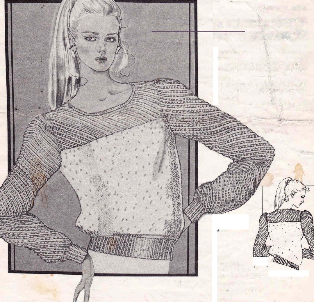 Rare Vintage Melrose Knit PDF Download PATTERN, 1980s Basket Weave ...
