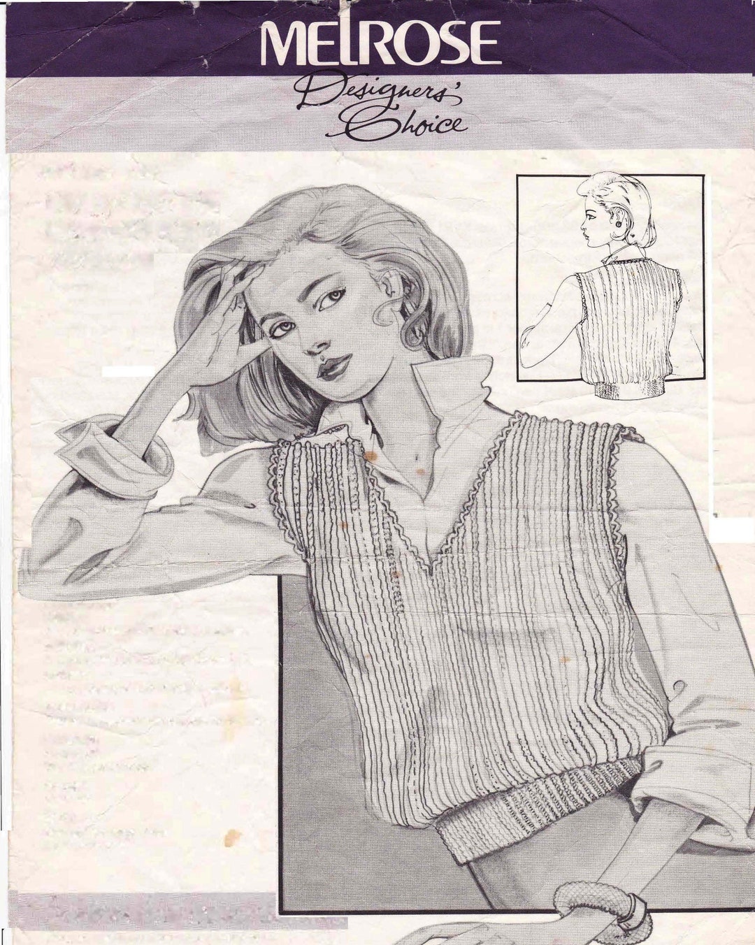 RARE Vintage Melrose Knit PDF Download PATTERN, Elegant Light Fingering ...