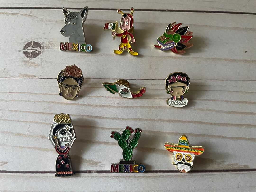 Mexican Mexico Luchador Pins Corazon Sagrado Frida Day of the Dead ...