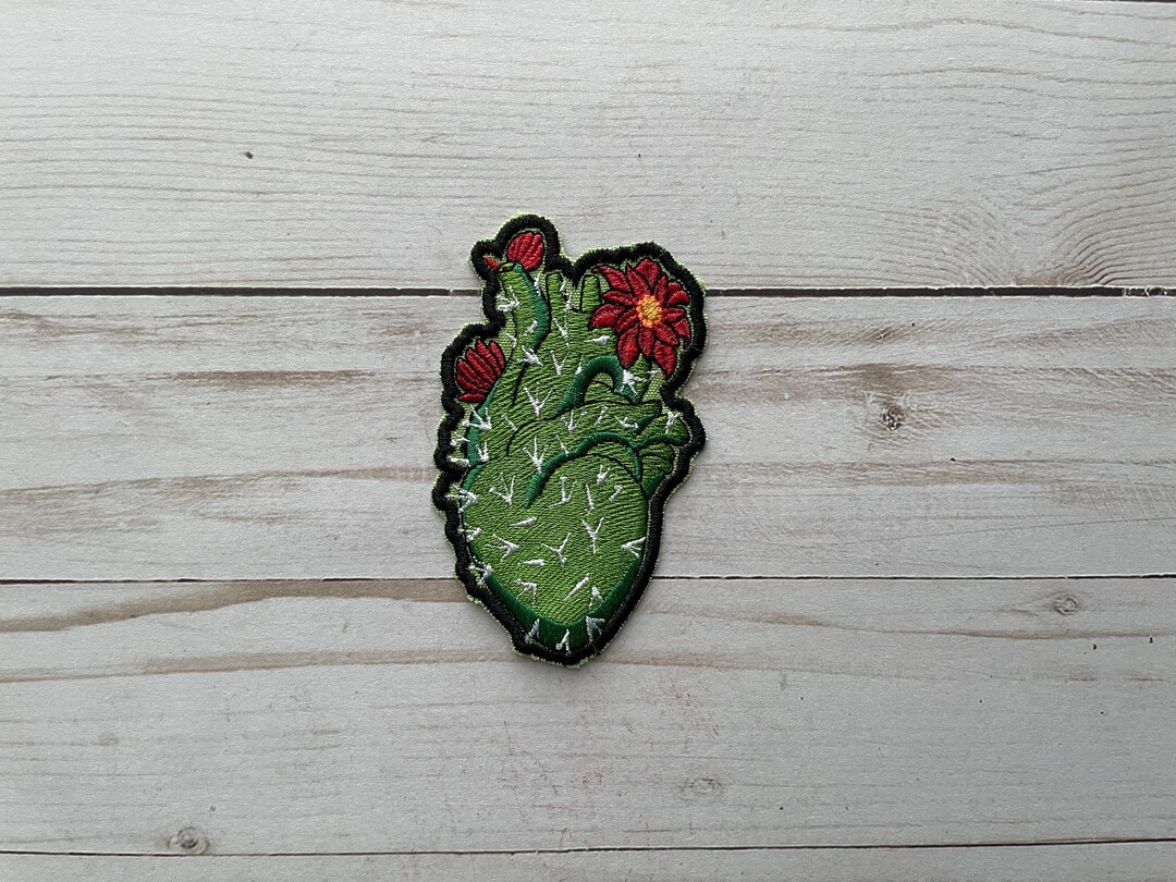 Mexican Sacred Cactus Nopal Heart Charm Religious Mexico Sew on Patch ...