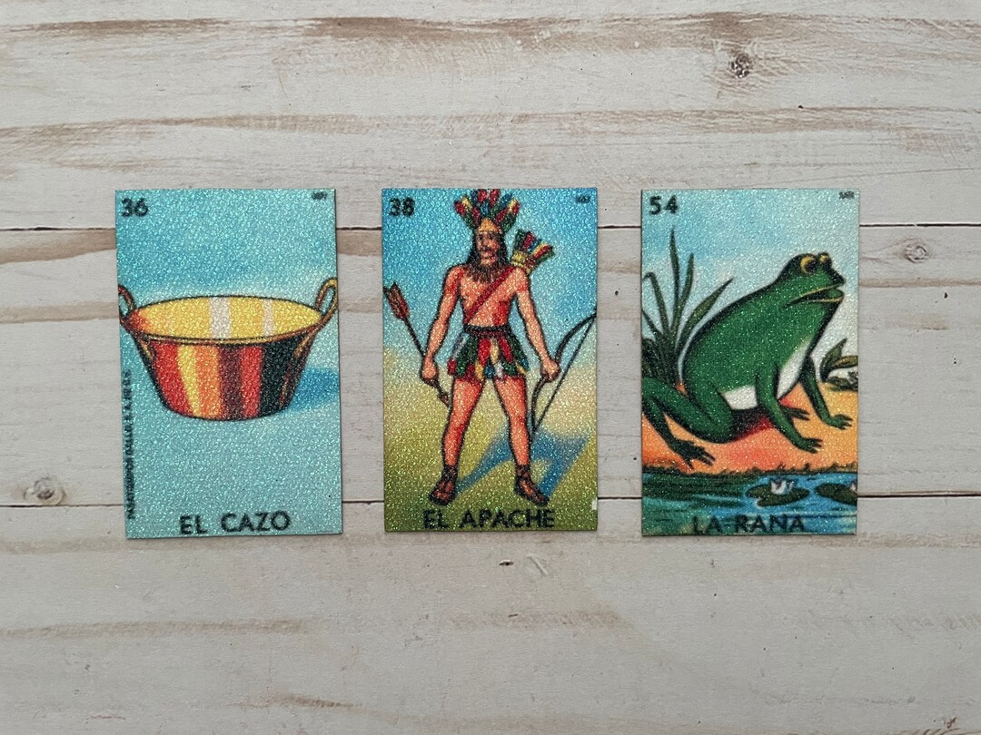 Iron on Sparkly Loteria Patch El Cazo, El Apache, La Rana Mexican Bingo ...