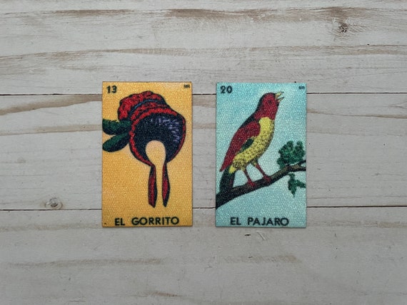 Iron On Sparkly Loteria Patch El Gorrito, El Pajaro Mexican Bingo ...