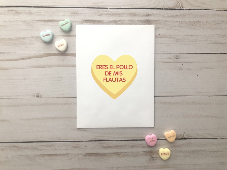 Spanish Funny Sweet Heart Candies Greeting Card Valentines San - Etsy